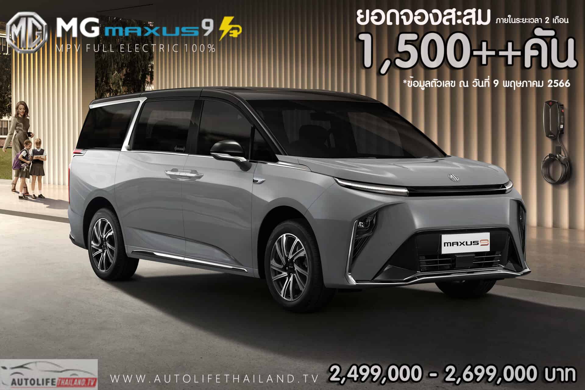 MG Maxus 9 รถไฟฟ้า100% ยอดจองสะสม 1,500++คัน สีเทา หลังคาดำ Concrete ...