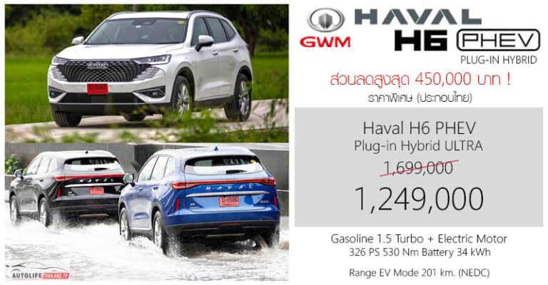 ส่วนลด 450,000 ! ราคาพิเศษ GWM Haval H6 PHEV (Plug-in Hybrid ...