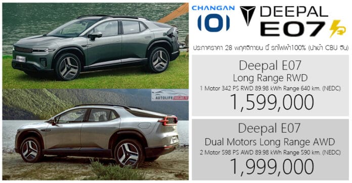 ราคาอย่างเป็นทางการ ChangAn Deepal E07 รถไฟฟ้า100% : 1,599,000 - 1,999,000 บาท | SUV ลูกผสมกระบะ ...
