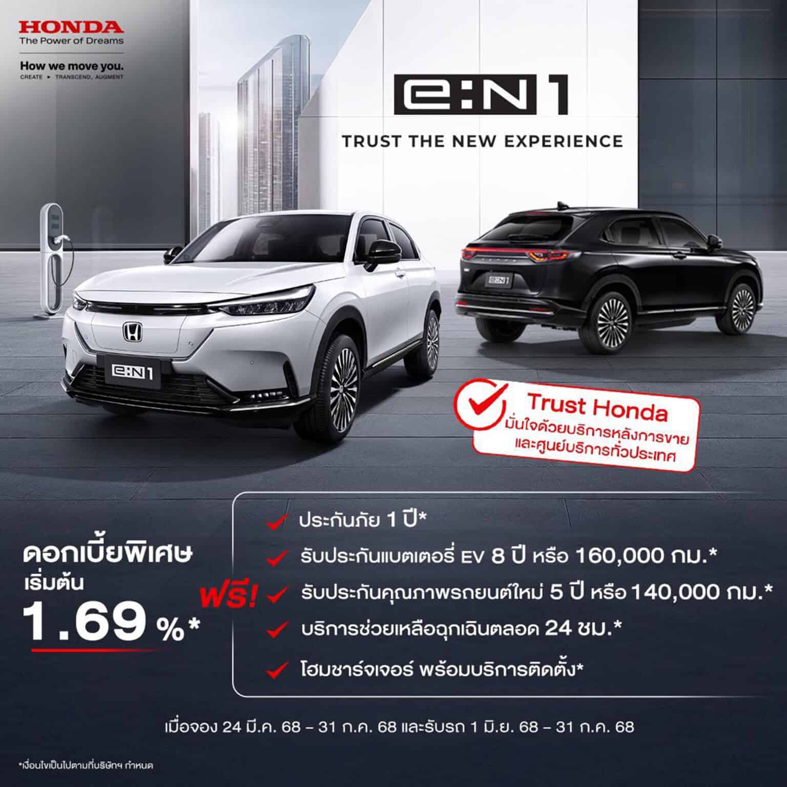 Honda e:N1 รถไฟฟ้า100% ราคาอย่างเป็นทางการ : 1,199,000 บาท (นำเข้า CBU ...