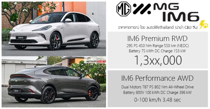 เปิดสเป็ค MG IM6 รถไฟฟ้า100% เวอร์ชั่นไทย คาดเริ่ม 1,3xx,000 บาท รุ่น Top แบต 800V 100 kWh ชาร์จ ...