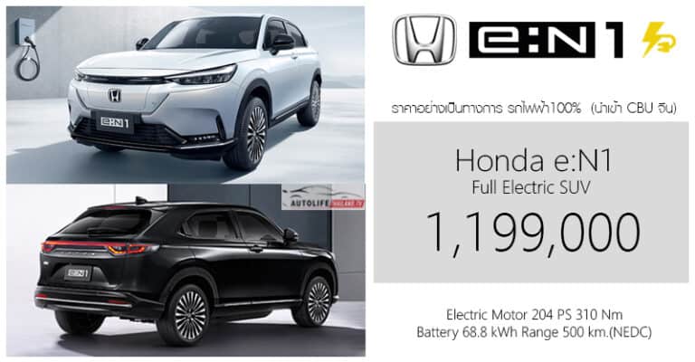 Honda e:N1 รถไฟฟ้า100% ราคาอย่างเป็นทางการ : 1,199,000 บาท (นำเข้า CBU ...