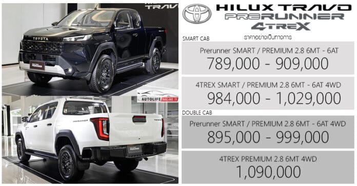 Toyota Hilux TRAVO Prerunner / 4TREX ราคาอย่างเป็นทางการ : 789,000 ...