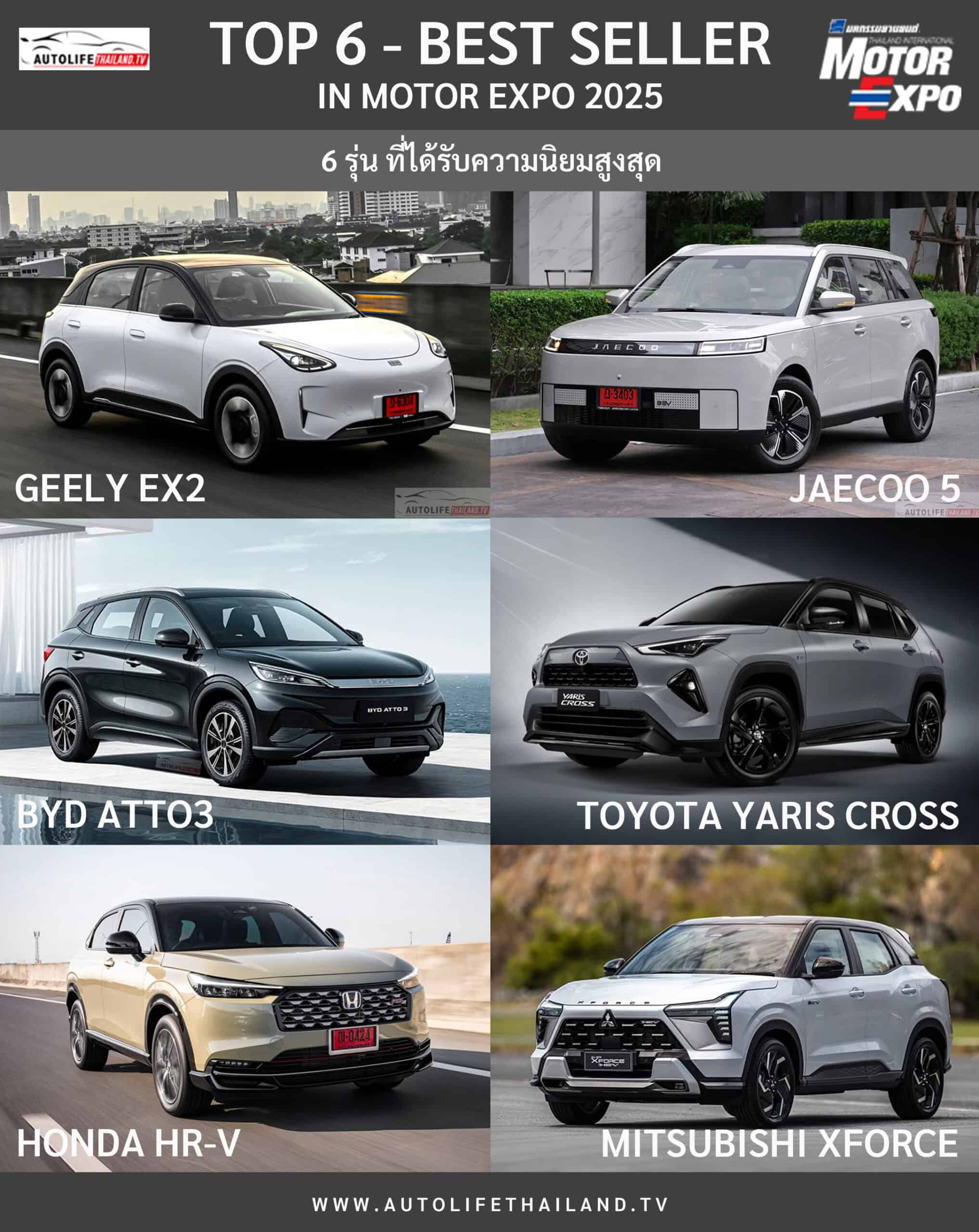 6 รุ่นรถ ที่ได้รับความนิยมสูงสุด ในงาน มอเตอร์เอ็กซ์โป 2025 - Top6 Best Seller in MOTOR EXPO ...