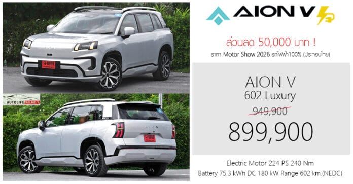 ส่วนลด 50,000 ! GAC AION V รถไฟฟ้า100% ราคาพิเศษ : 899,900 บาท | Motor ...