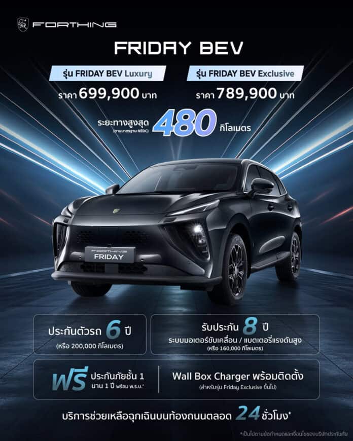 Forthing Friday BEV รถไฟฟ้า100% ราคาอย่างเป็นทางการ : 699,900 - 789,900 ...